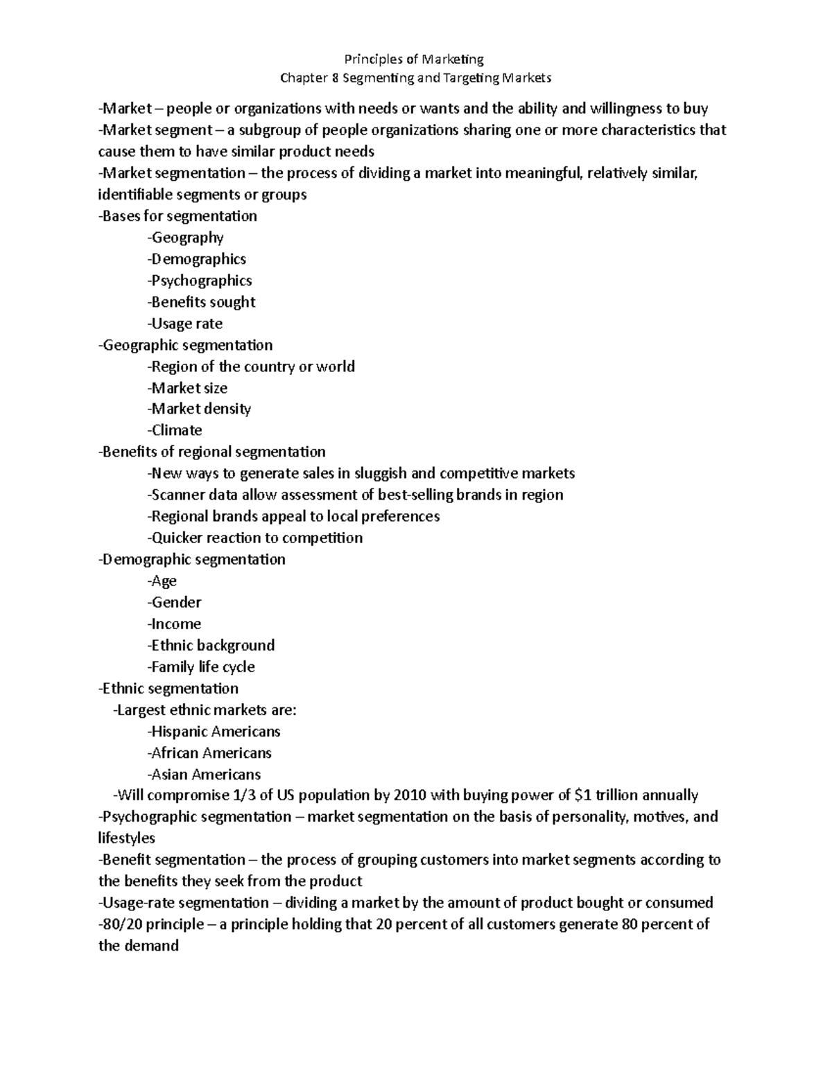 Principles of marketing chapter 8 - Studocu