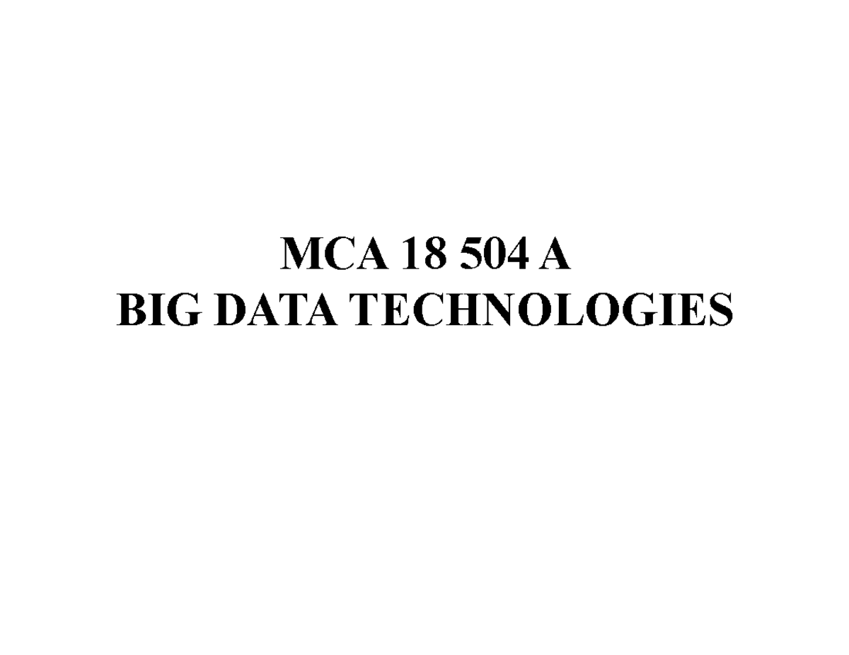 Functions - It is lecture notes - MCA 18 504 A BIG DATA TECHNOLOGIES ...