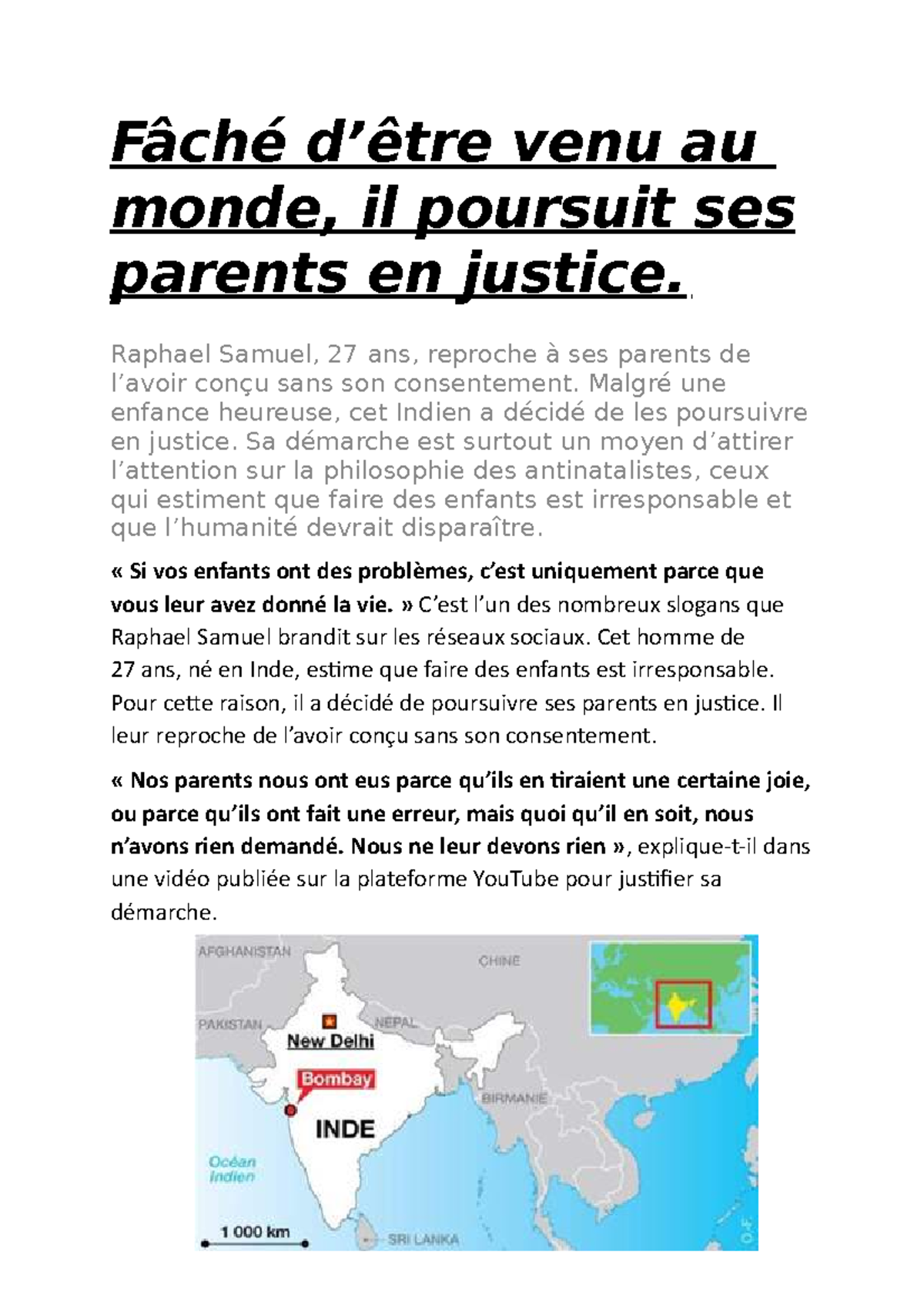 Histoire enfants justice parents - Fâché d’être venu au monde, il ...