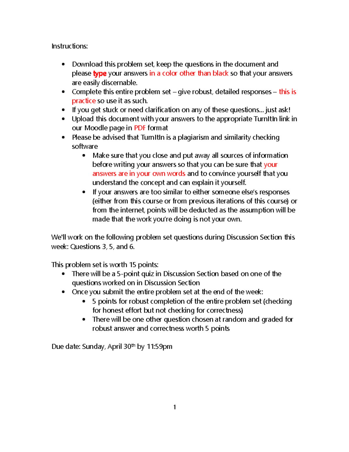 Bio prob set 8 - prob set - Instructions: ⦁ Download this problem set ...