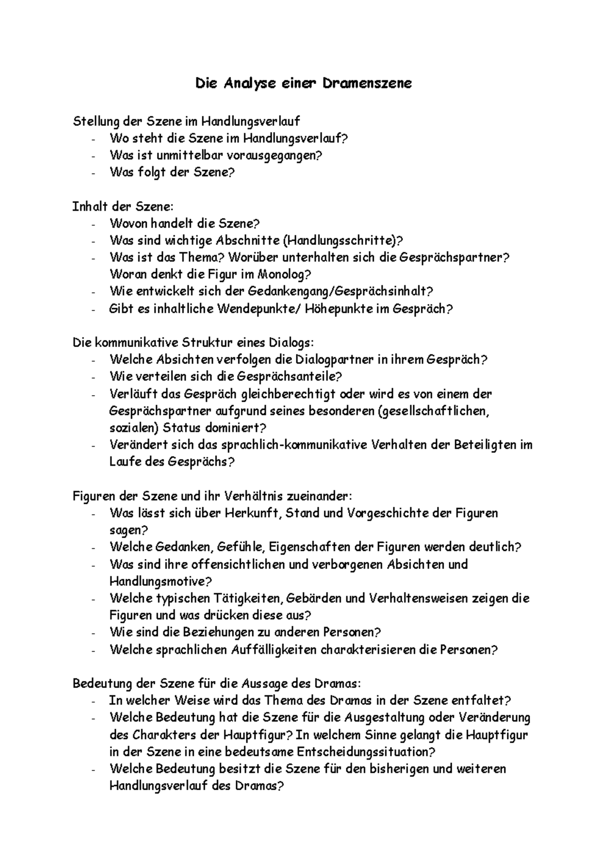 Analyse einer Dramenszene - Die Analyse einer Dramenszene Stellung der ...