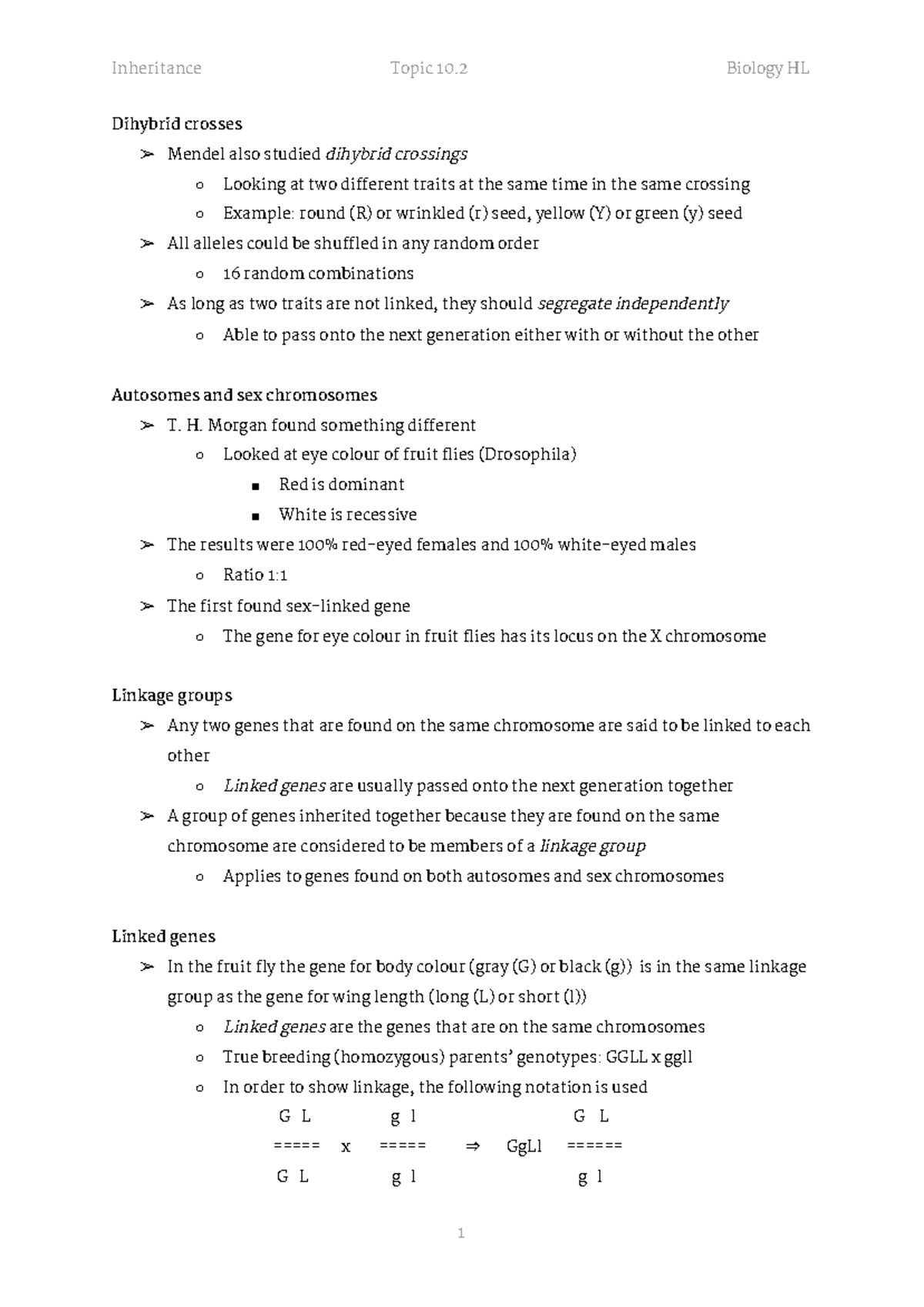 Dihybrid crosses and linked genes - Inheritance Topic 10 Biology HL ...