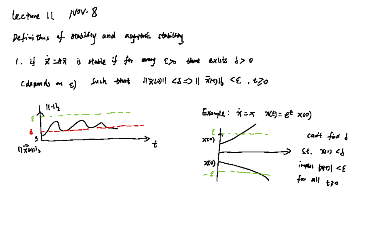 Lecture 11 - Lecture 11. Nov . 8 Definitions of stability and ...