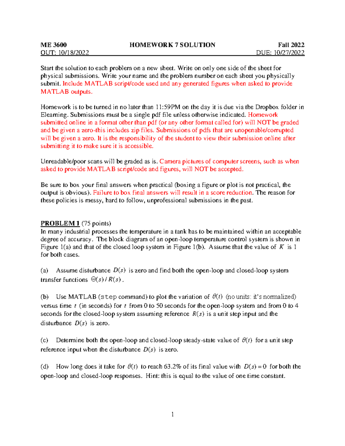 ME3600 Homework 07 Solution - ME 3600 HOMEWORK 7 SOLUTION Fall 2022 OUT: 10/18/2022 DUE: 10/27 ...