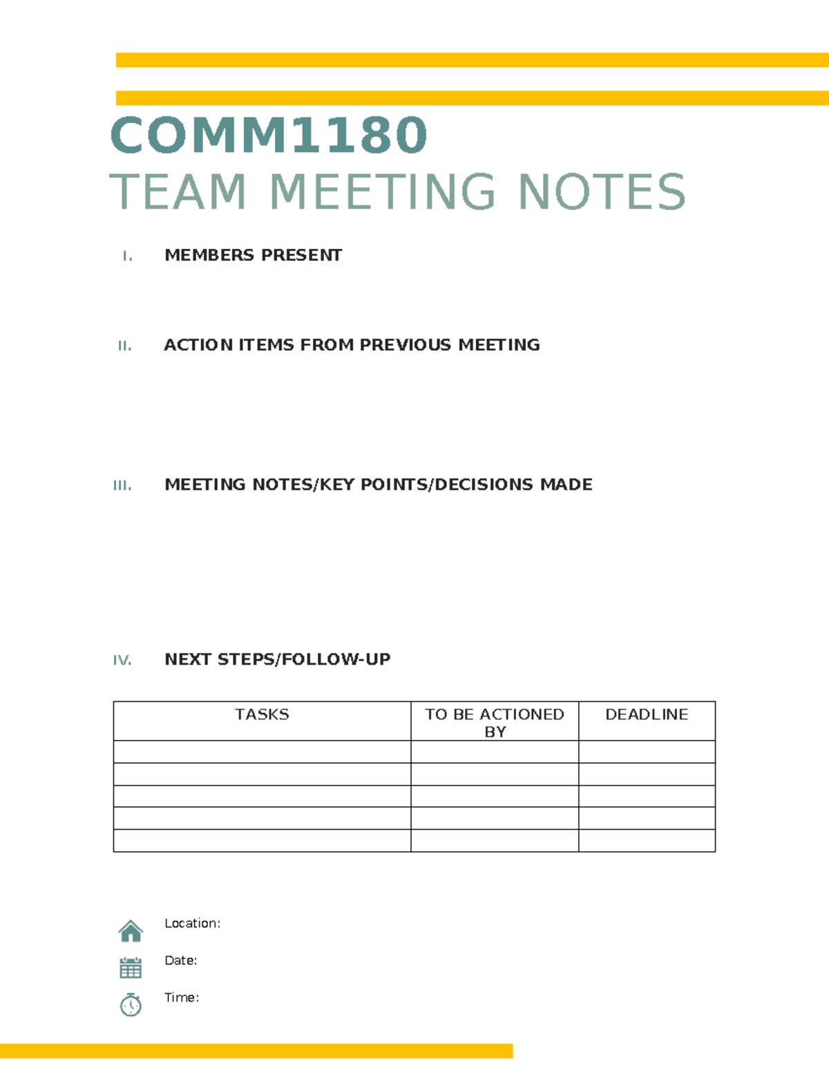 COMM 1180 T2 2024 Team Meeting Template - COMM1180 - COMM TEAM MEETING ...