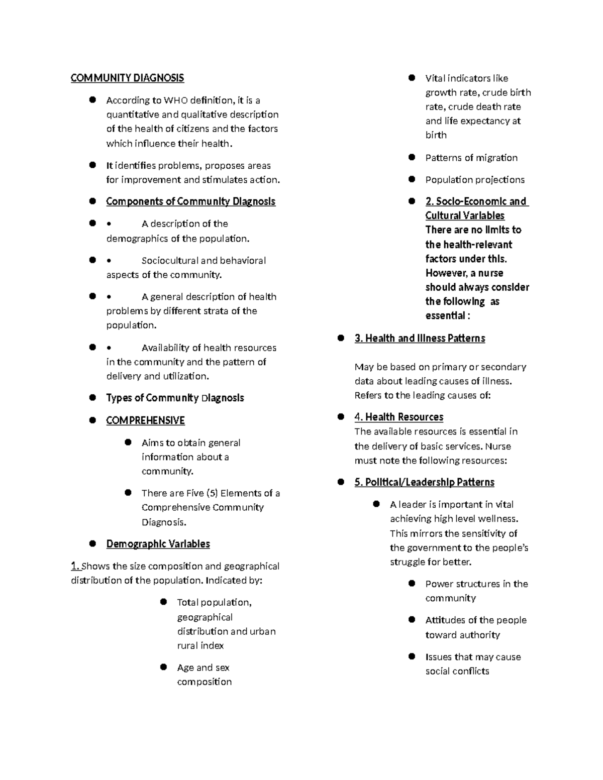 CHN Reviewer - COMMUNITY DIAGNOSIS According to WHO definition, it is a ...