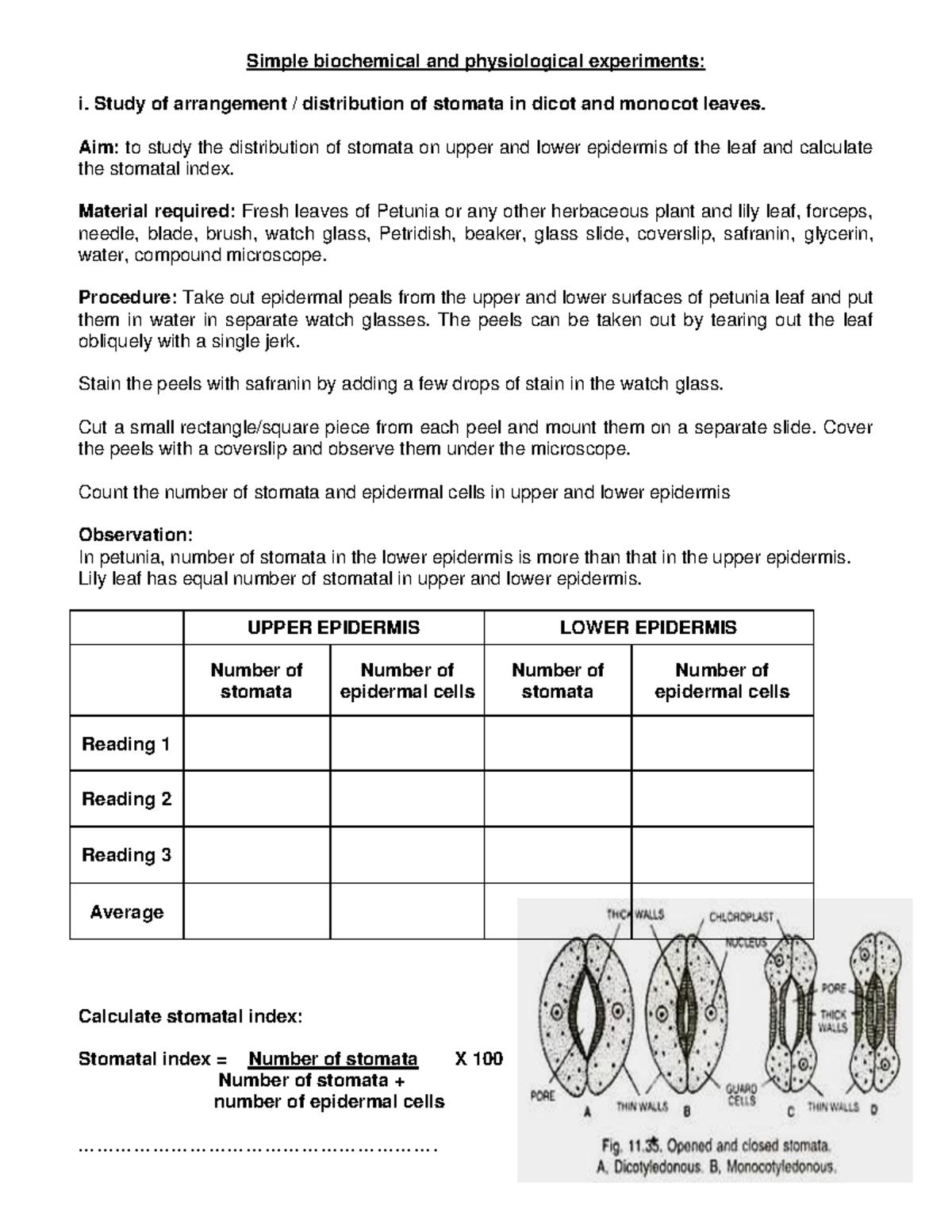Simple bio and phys experiments - Simple biochemical and physiological ...