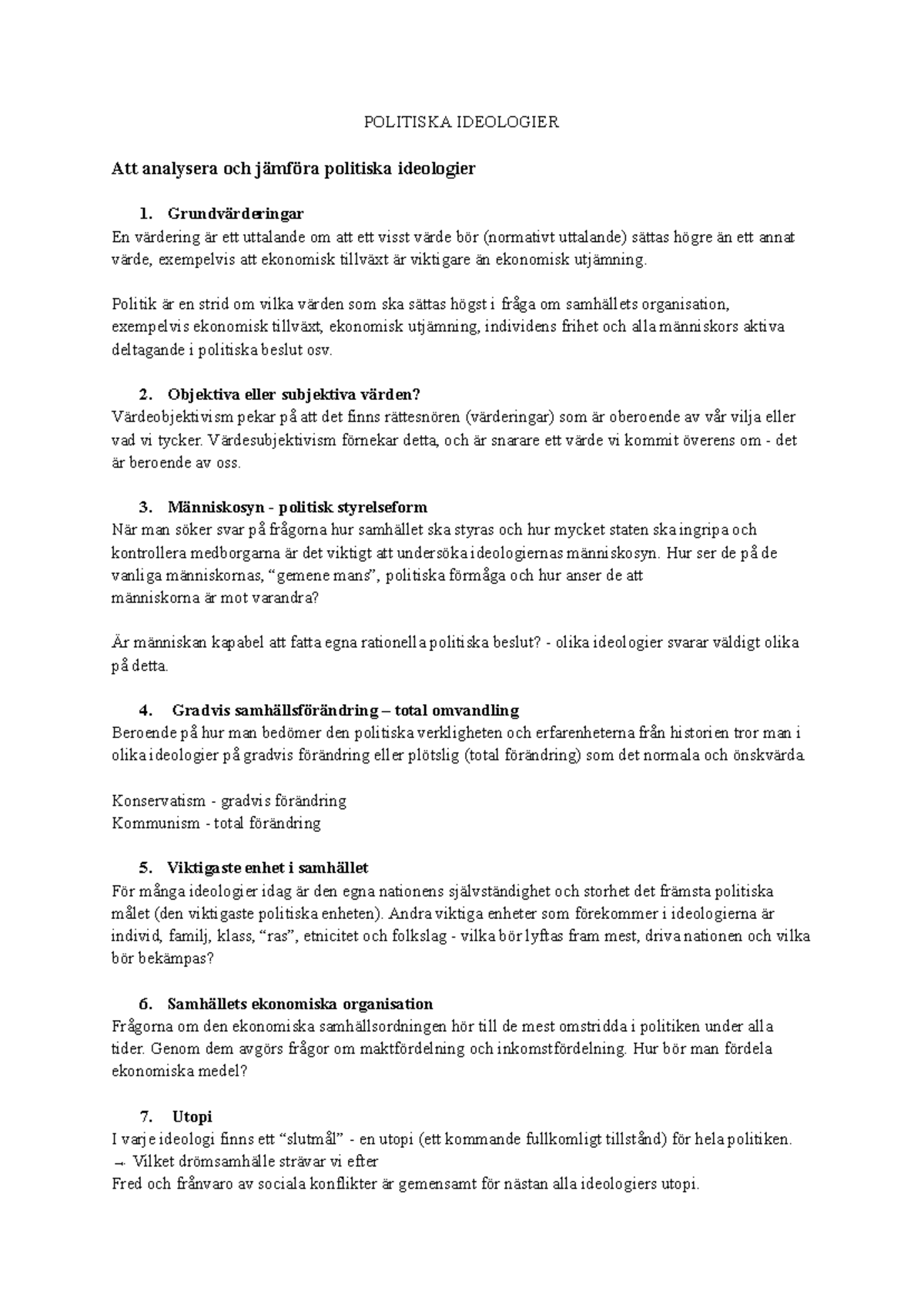 Sam Sam - Politiska ideologier - POLITISKA IDEOLOGIER Att analysera och ...