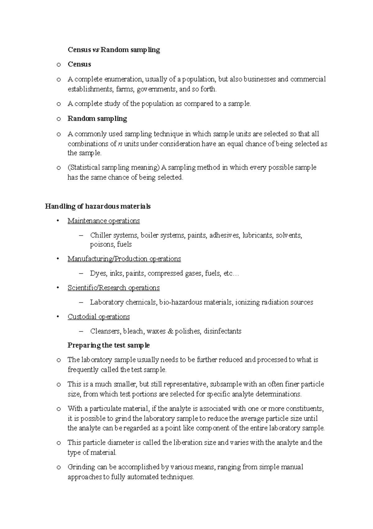 Sampling Methods Census Vs Random Sampling O Census O A Complete Enumeration Usually Of A