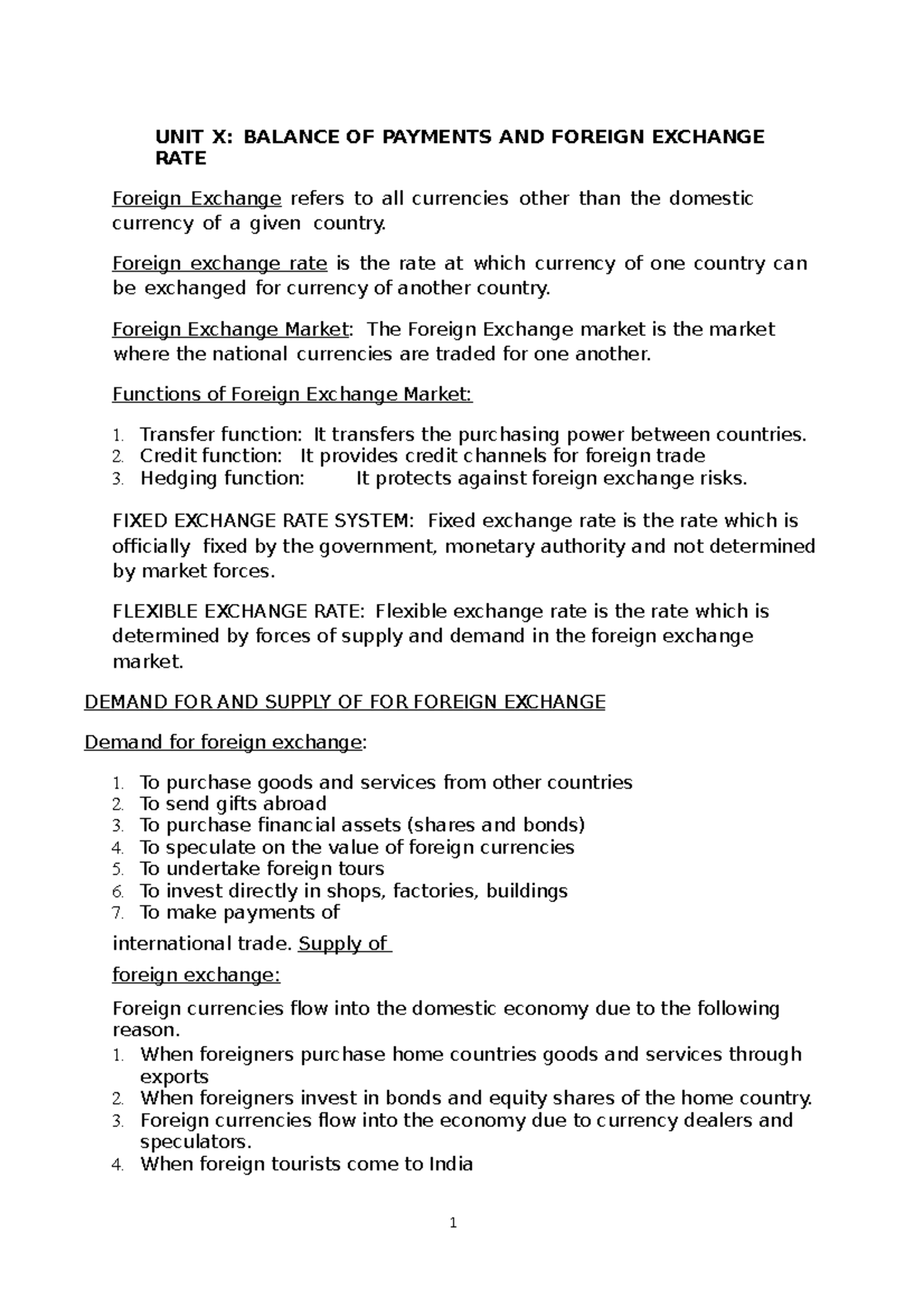 12 economics notes macro ch05 bop and foreign exchange rate - UNIT X ...