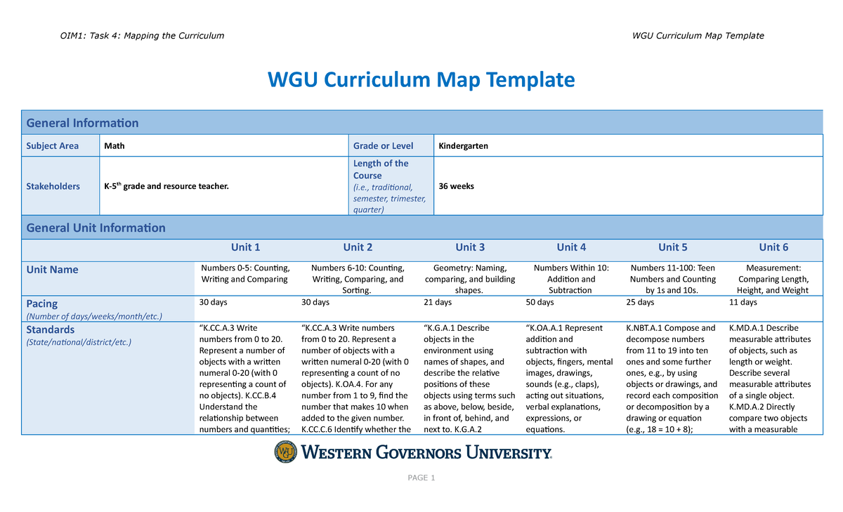 WGU Curriculum Map - jkjh - WGU Curriculum Map Template General ...