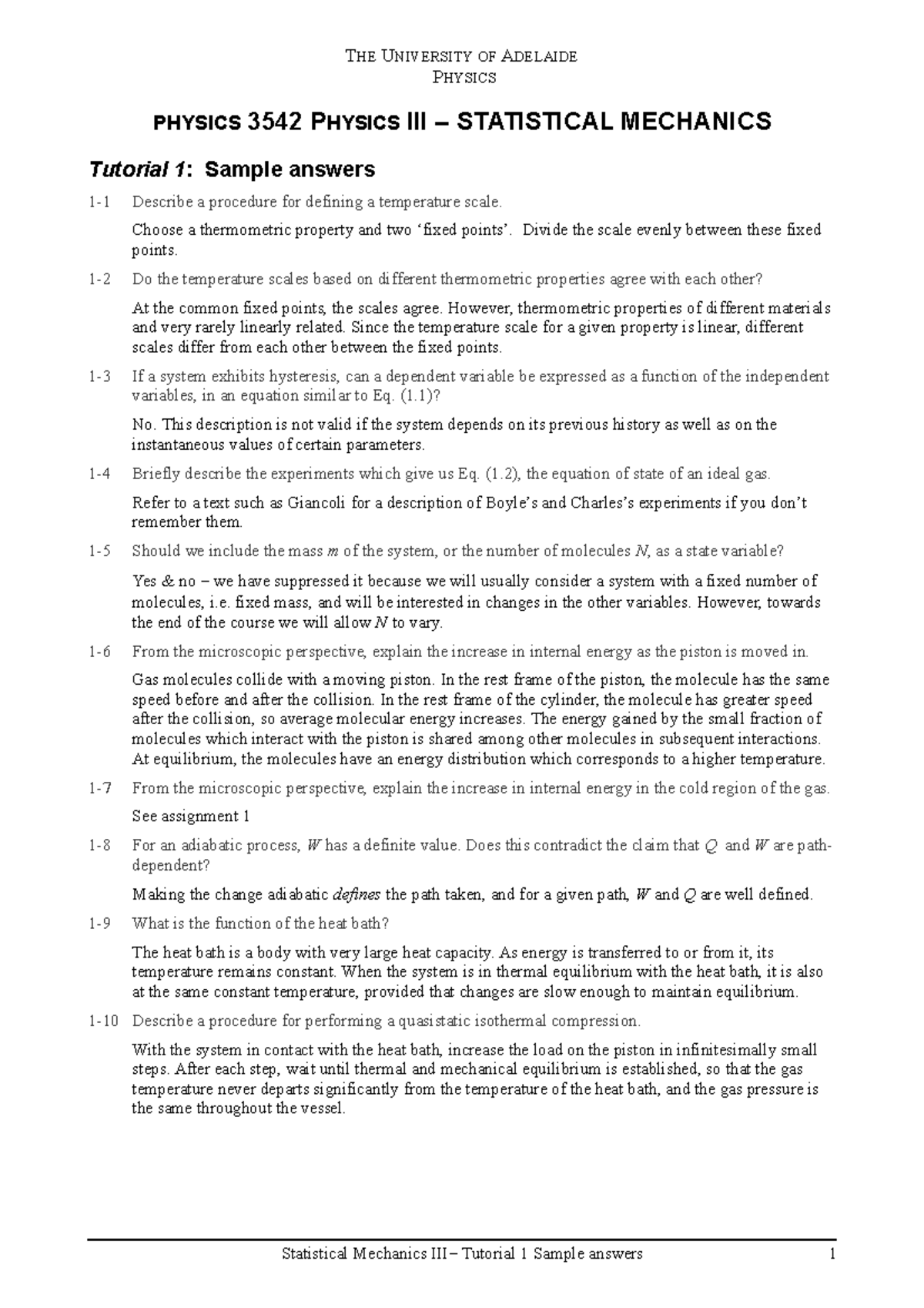 Stat Mech t1s 18-2 - aaaaaaaaaaaaaaaaaaaaaaaaaaaaaa - THE UNIVERSITY OF ...