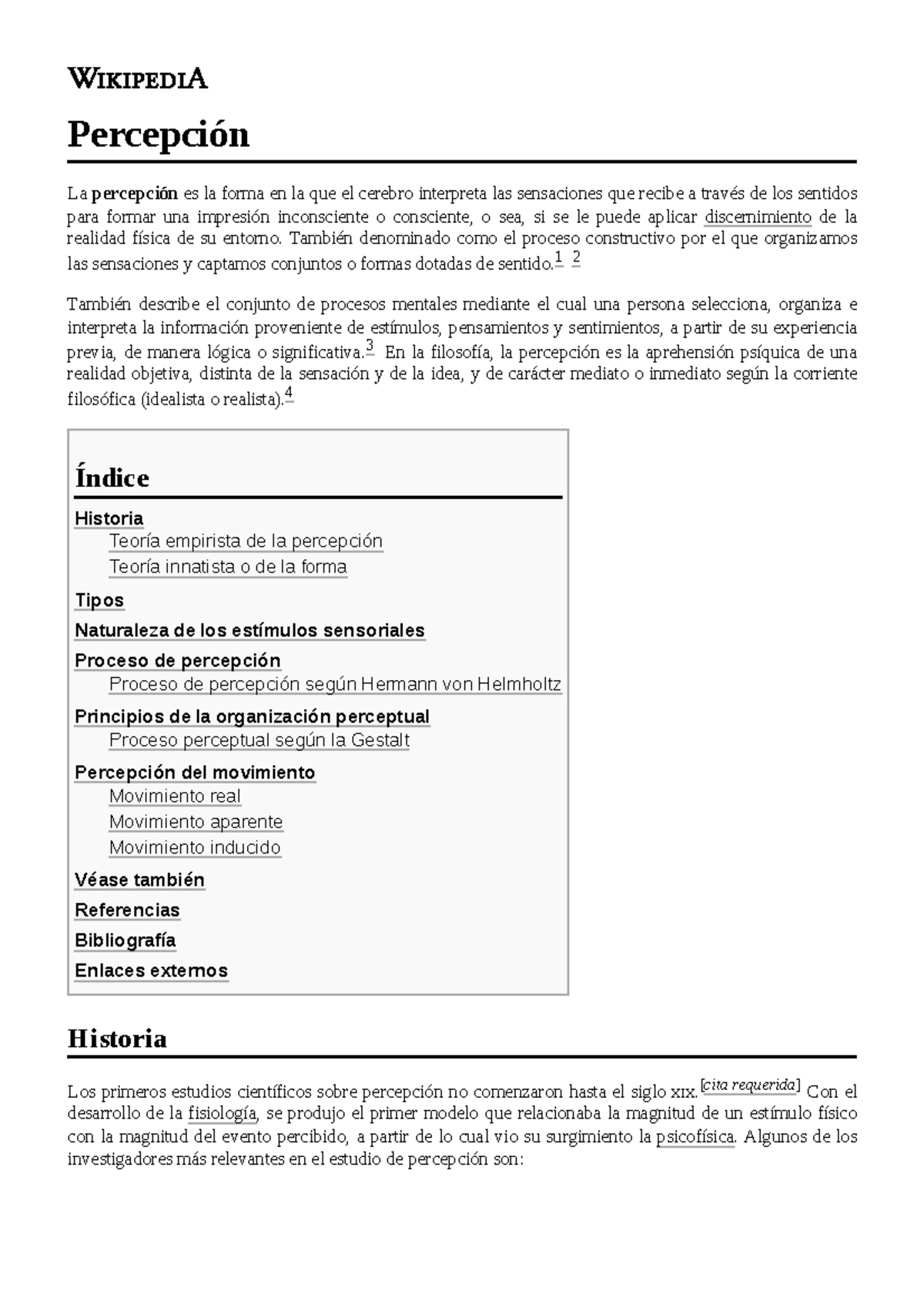 Percepción - español - Percepción La percepción es la forma en la que ...