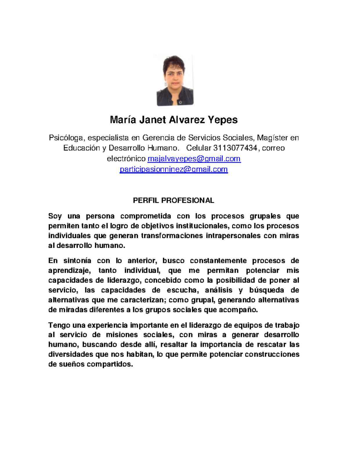 Completo Hoja de Vida - Janeth Àlvarez Yepes - ####### María Janet ...