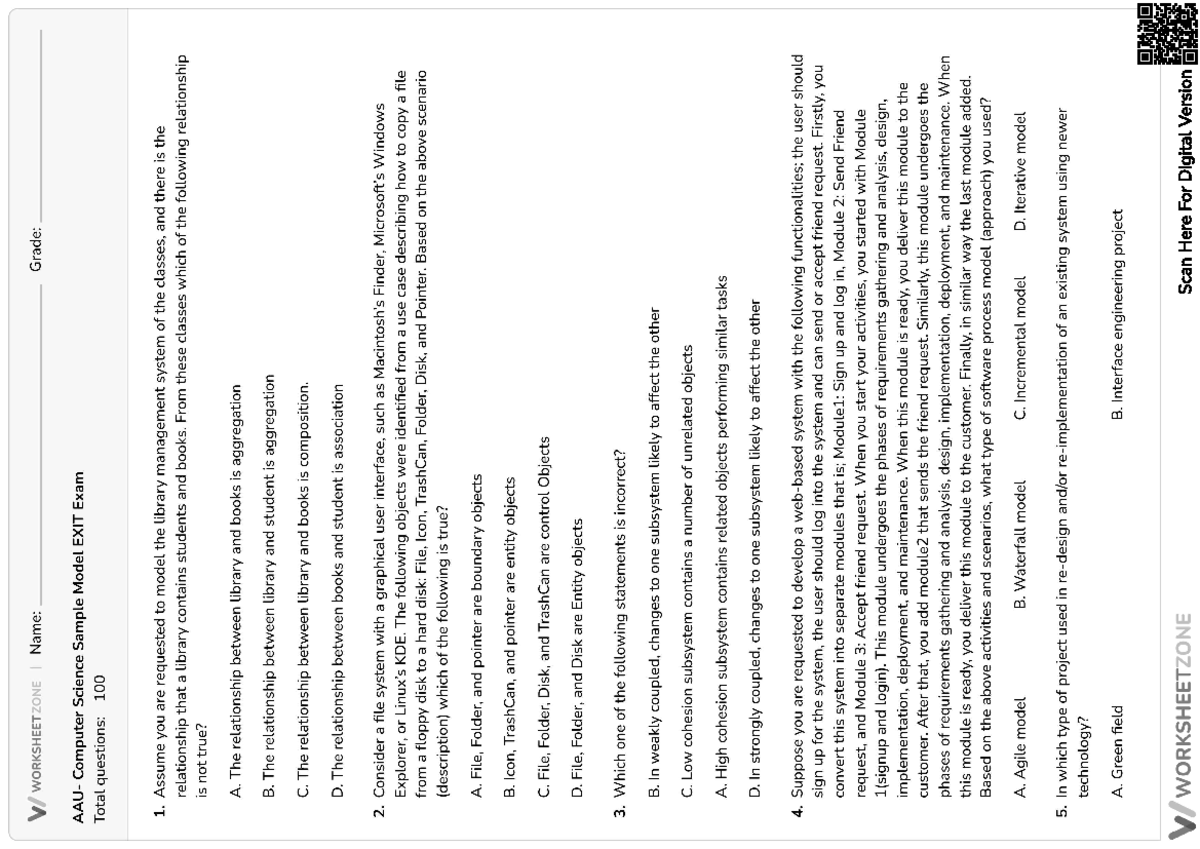 AAU Sample Exit Exam 2024 - Computer Science - Studocu