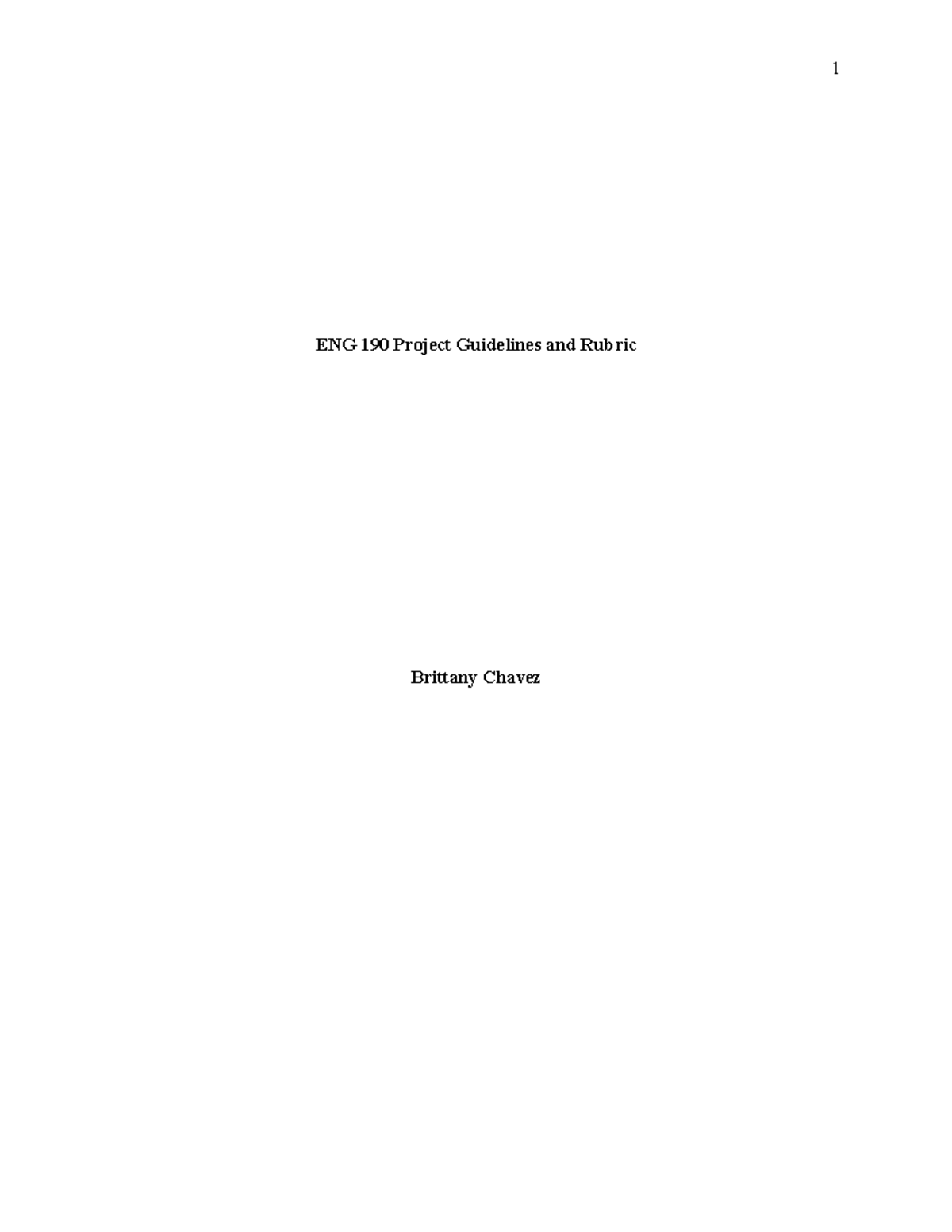 ENG 190 Project Guidelines and Rubric final - ENG 190 Project ...