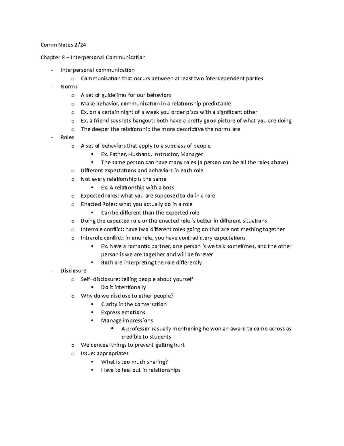 Chapter 8-Interpersonal Communication - Comm Notes 2/ Chapter 8 ...