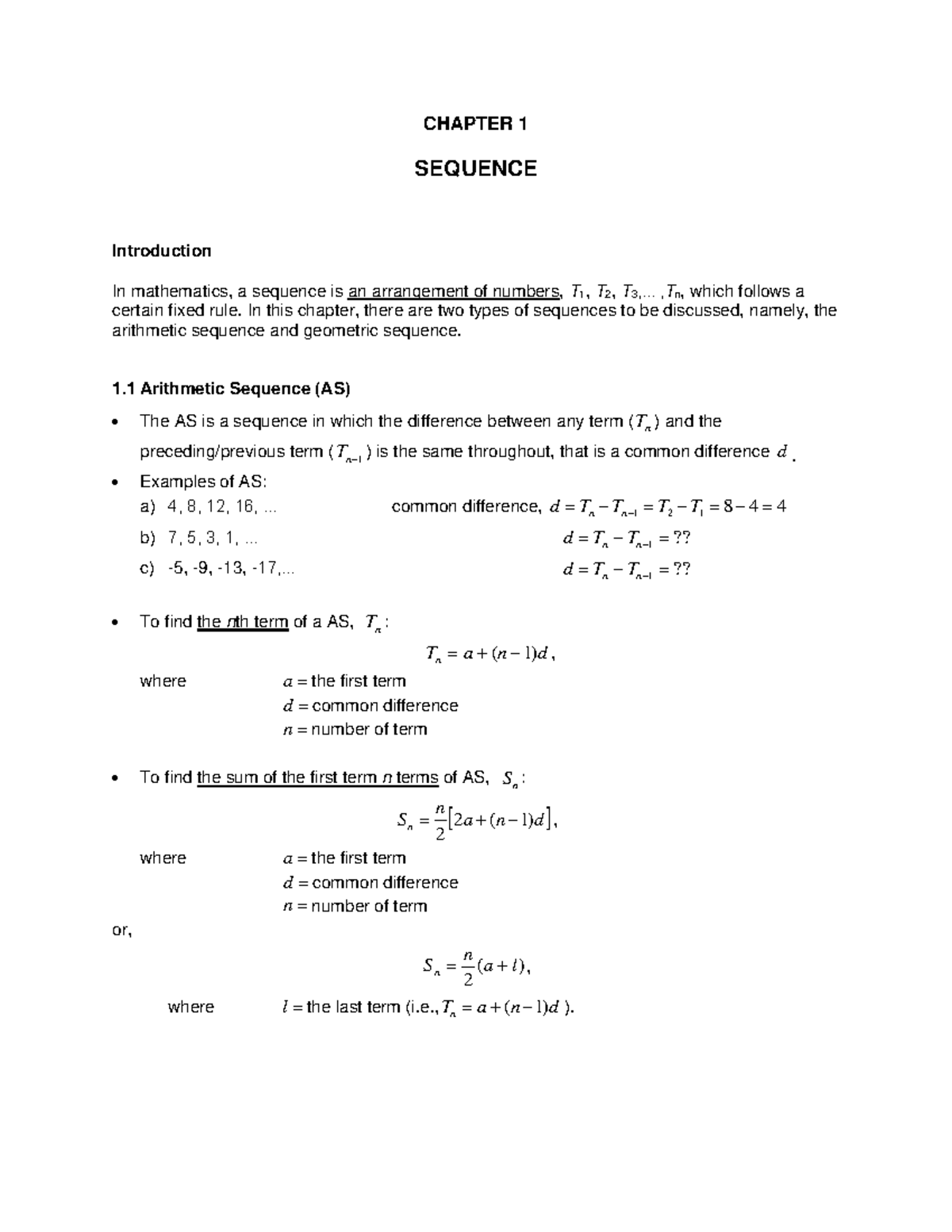 Sequence MAT112 - help you to understand this chapter - CHAPTER 1 ...