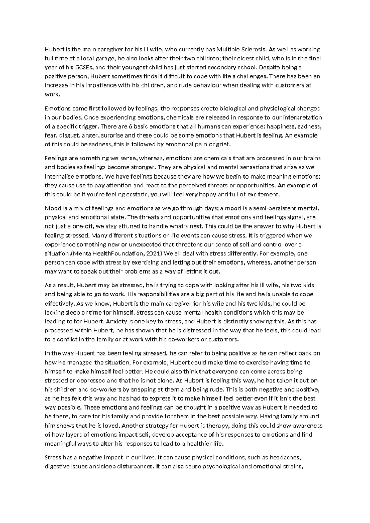 Unit 4- essay(newest) - unit 4 essay graded - Hubert is the main ...