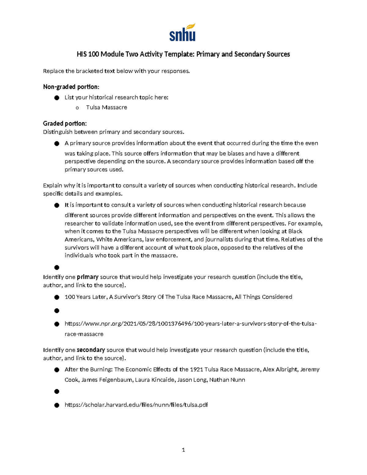 HIS 100 Module Two Activity Sources Template - HIS 100 Module Two ...