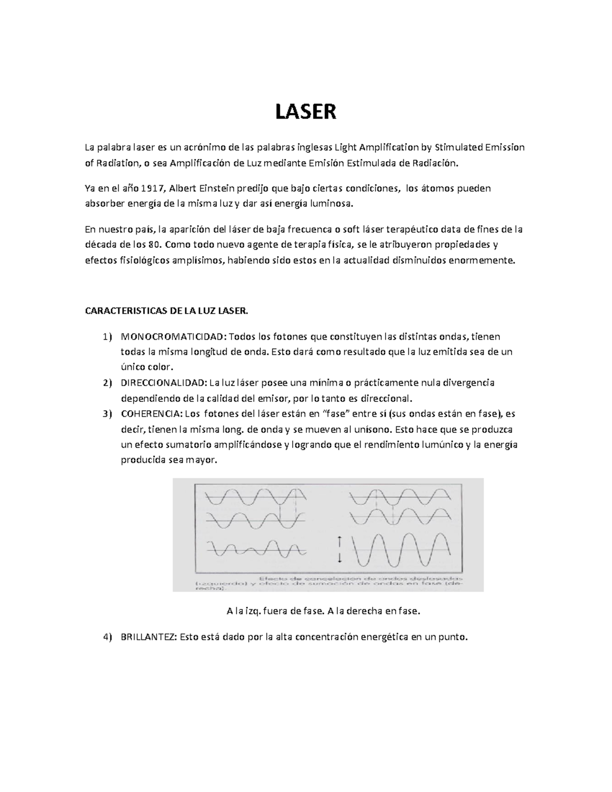 Laser raul - apunte de agente de tf - LASER La palabra laser es un ...