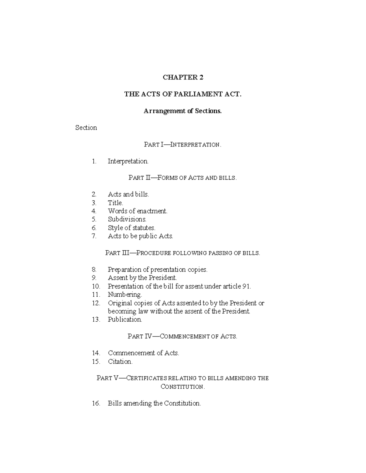ACTS OF Parliament ACT - These are notes and therefore subject to ...