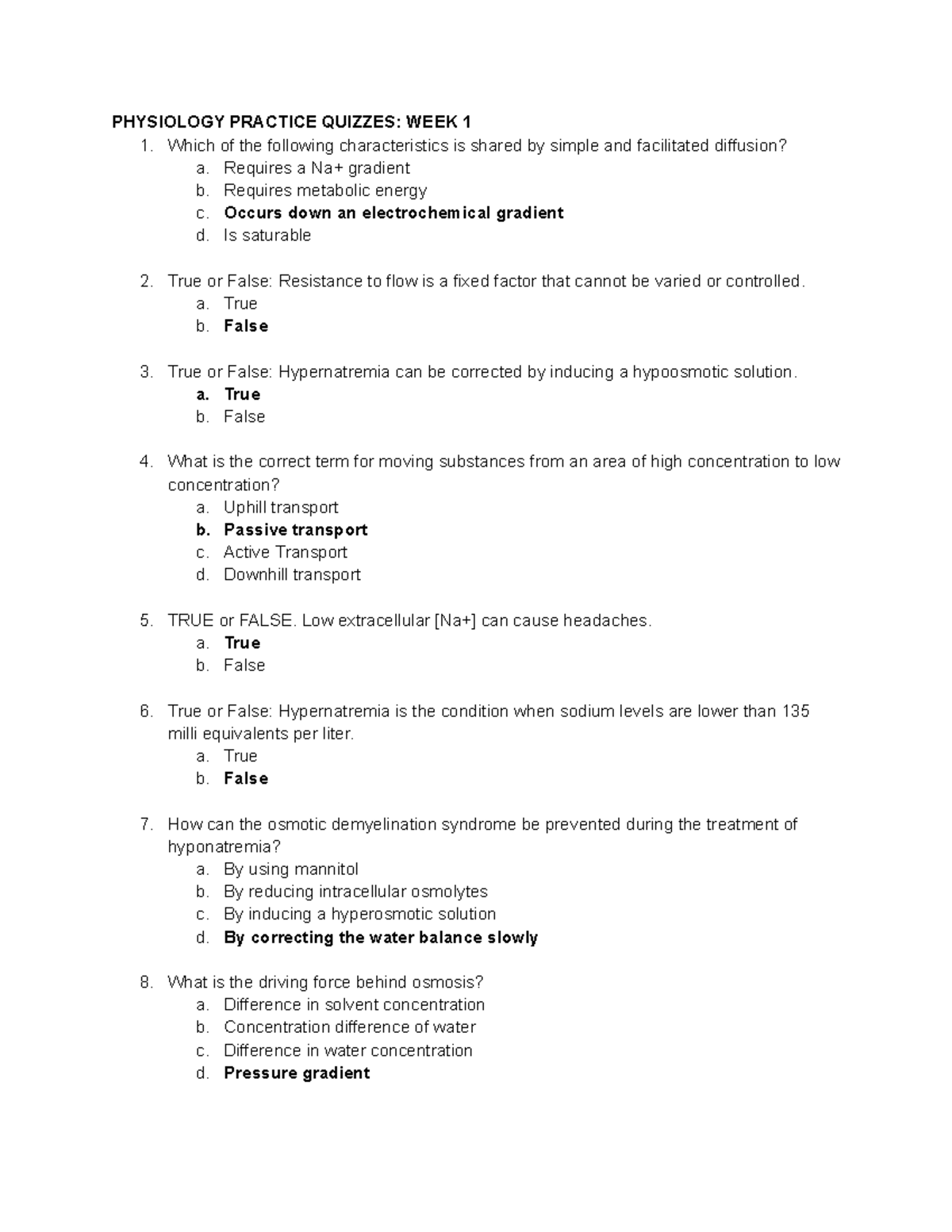 Physiology 1 Exam 1 Practice Questions - PHYSIOLOGY PRACTICE QUIZZES ...