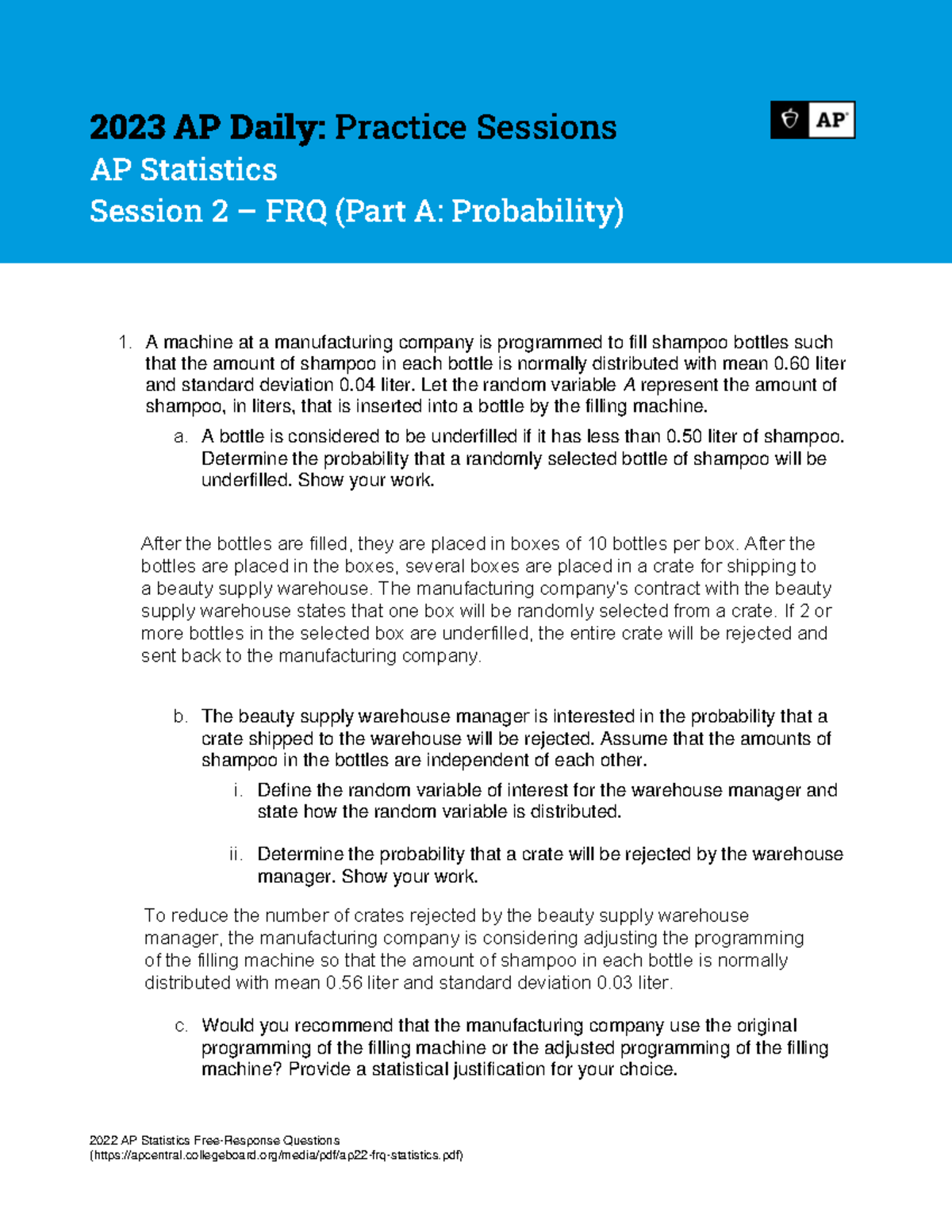 Session 2 Statistics 2023 APDaily Practice Sessions - 2022 AP ...