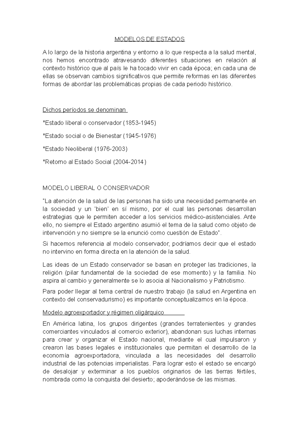 Final Modelos DE Estado - MODELOS DE ESTADOS A lo largo de la historia ...