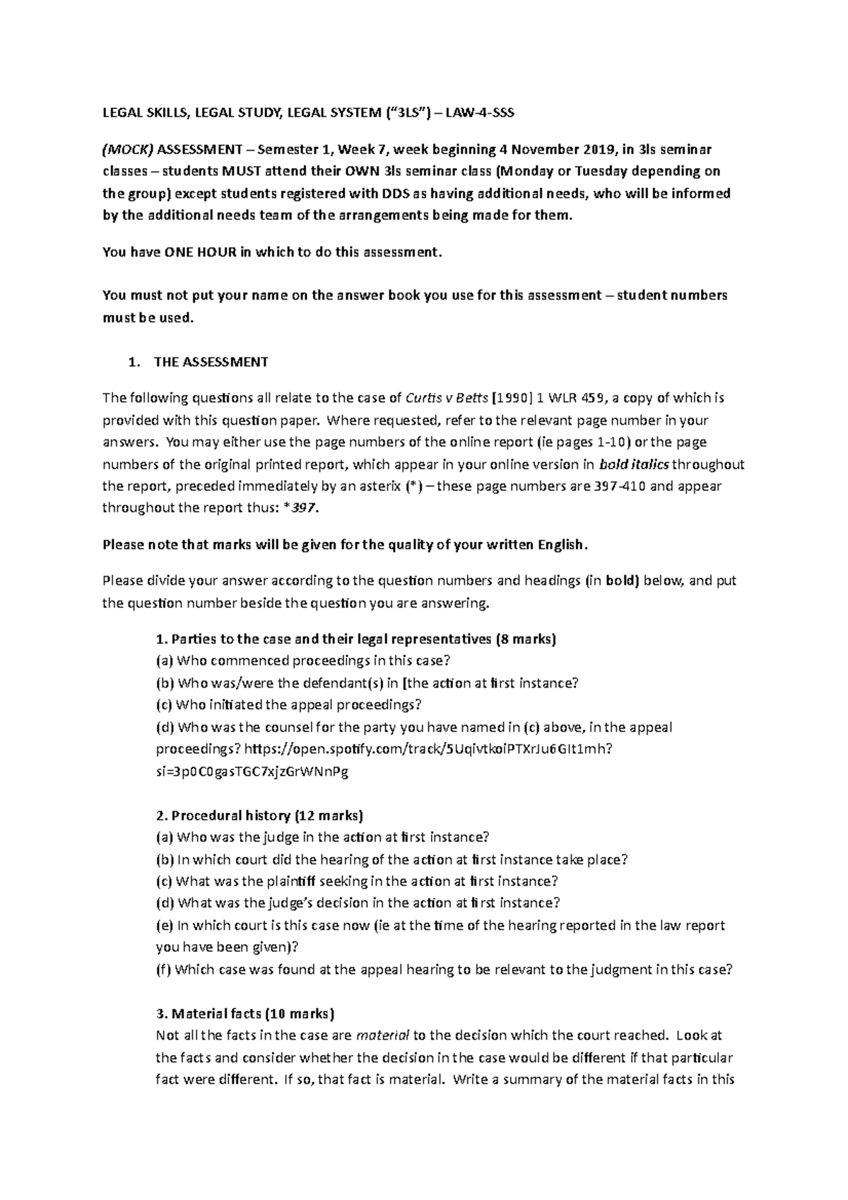 Case Note Questions For Mock Week 7 - LEGAL SKILLS, LEGAL STUDY, LEGAL ...