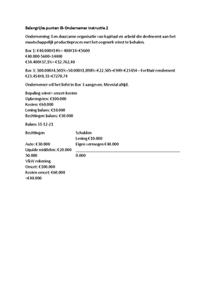 Instructie 3 IB ondernemer - Instructie 3 Opgave 1 A) Woonhuis ...
