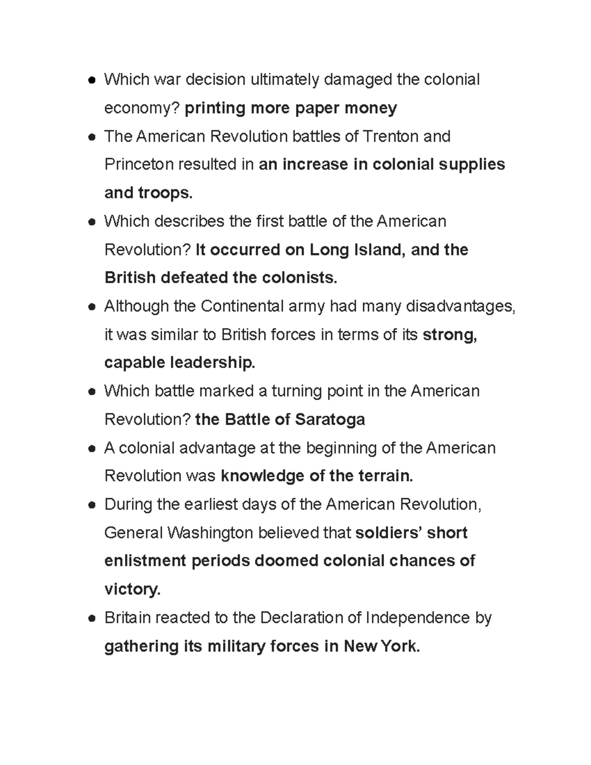 Battles of the Revolutionary War - Which war decision ultimately ...