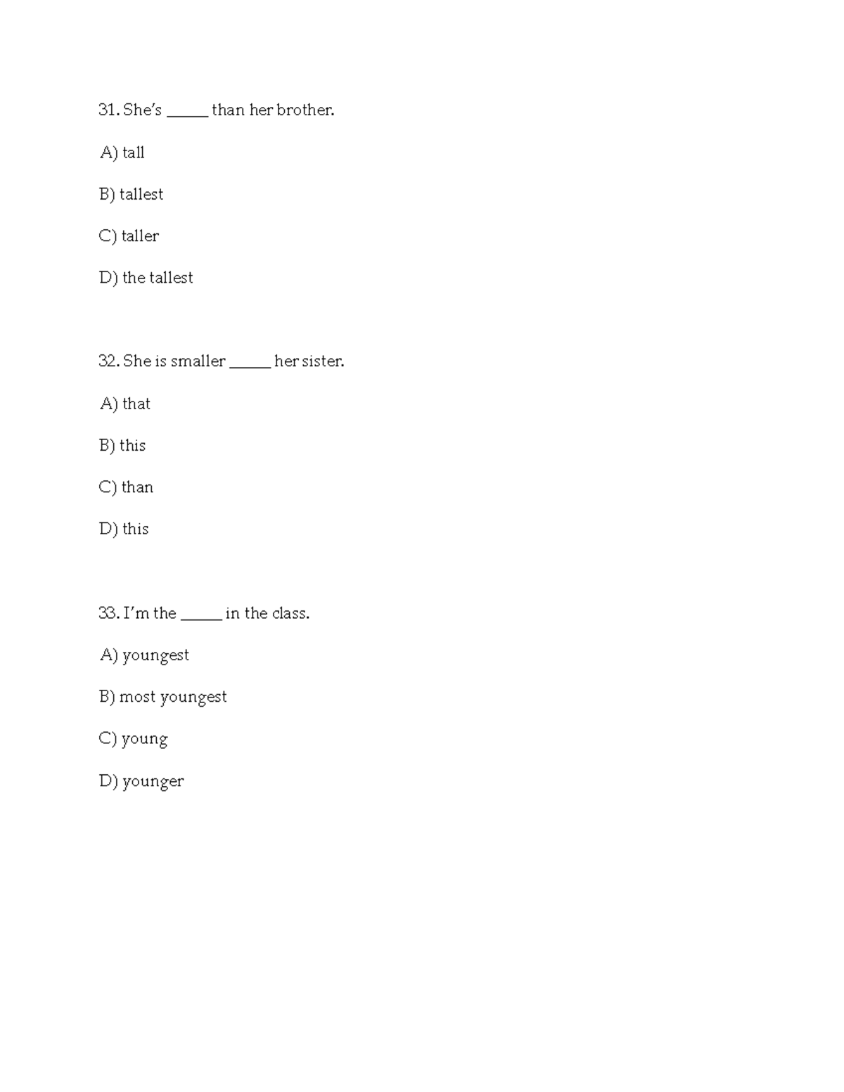 GT24 - Grammar Test: GBA EPT Reviewer 24 - She’s _____ than her brother ...