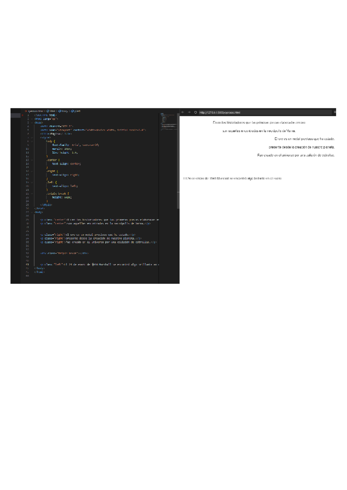 Html1 - ejercicio html body O p 1 2 3 V Dicen los historiadores que las primeras piezas ...