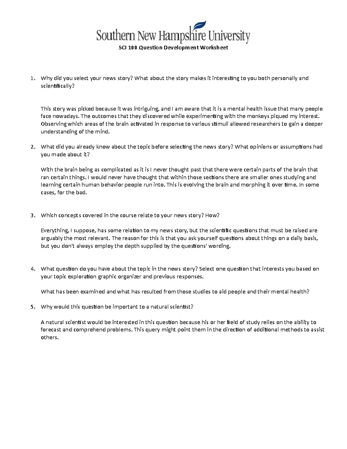 4-4 Project 2 Question Development Worksheet - SCI 100 Question ...
