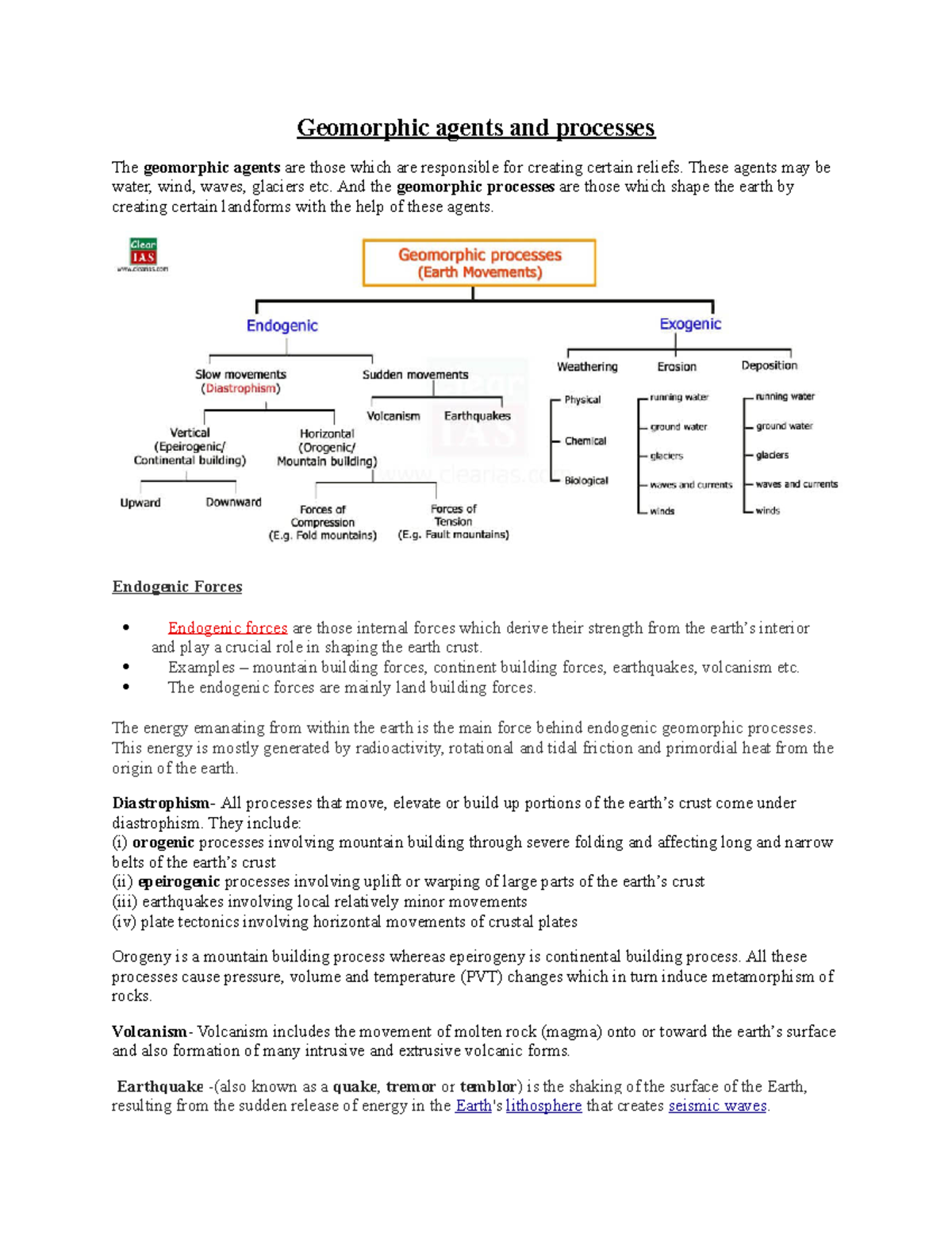 Geomorphic agents and processes - These agents may be water, wind ...
