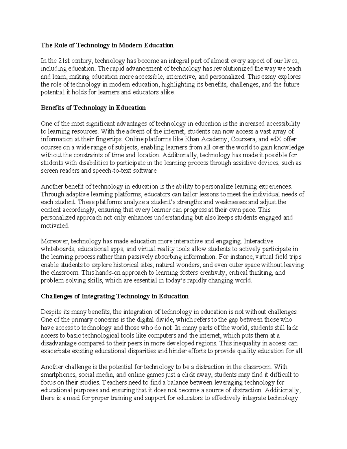 The Role of Technology in Modern Education - The rapid advancement of ...