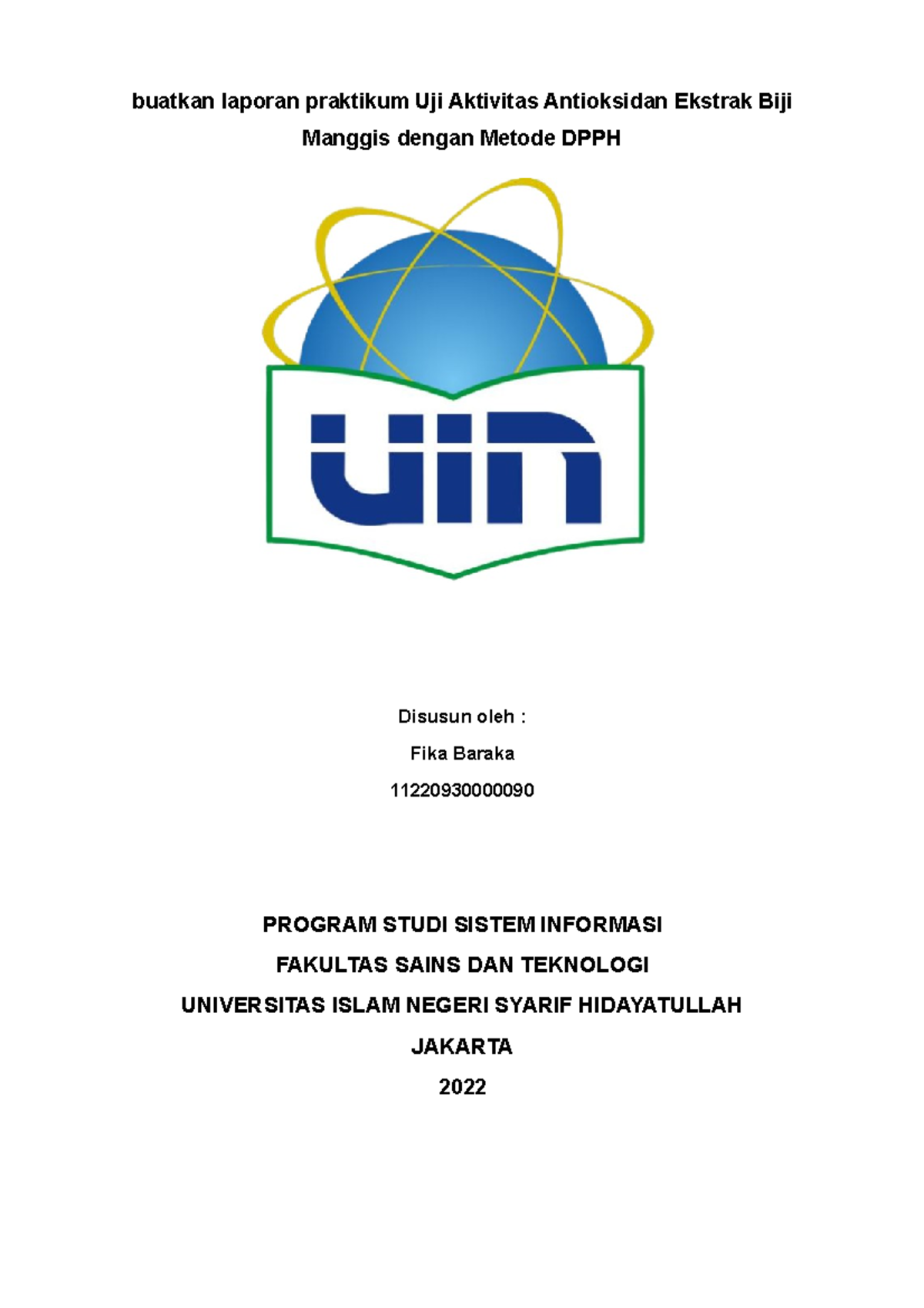 Uji Aktivitas Antioksidan Ekstrak Biji Manggis dengan Metode DPPH ...