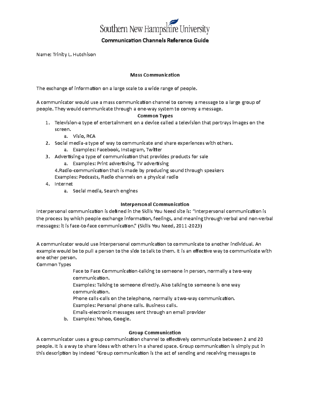 COM 127 Reference Guide Template - Communication Channels Reference ...