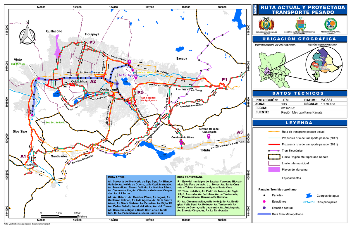 MAPA Transporte Pesado 2021 - Quillacollo Tiquipaya Vinto Santivañez ...