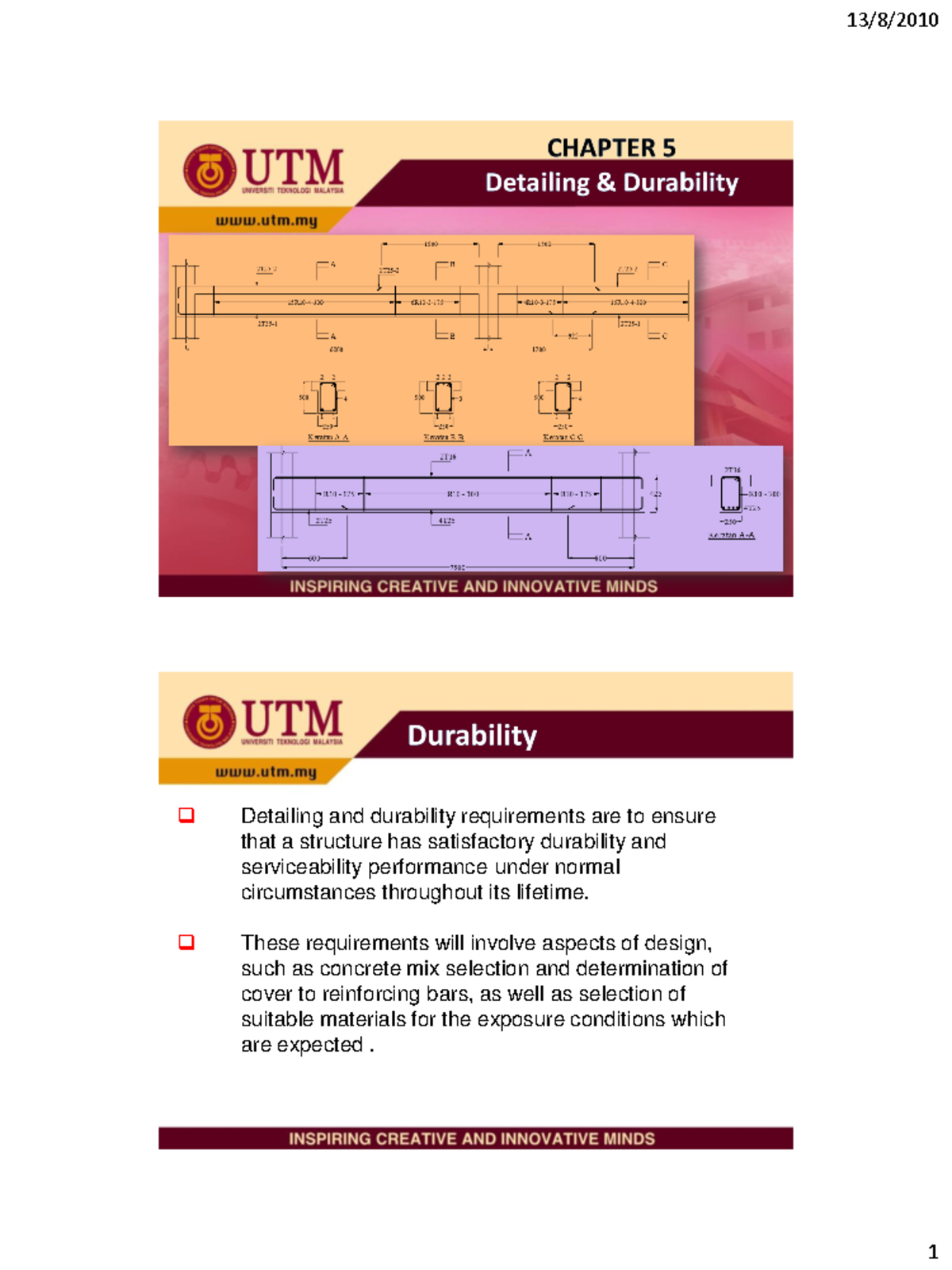 05 Detailing Durability - Detailing and durability requirements are to ...