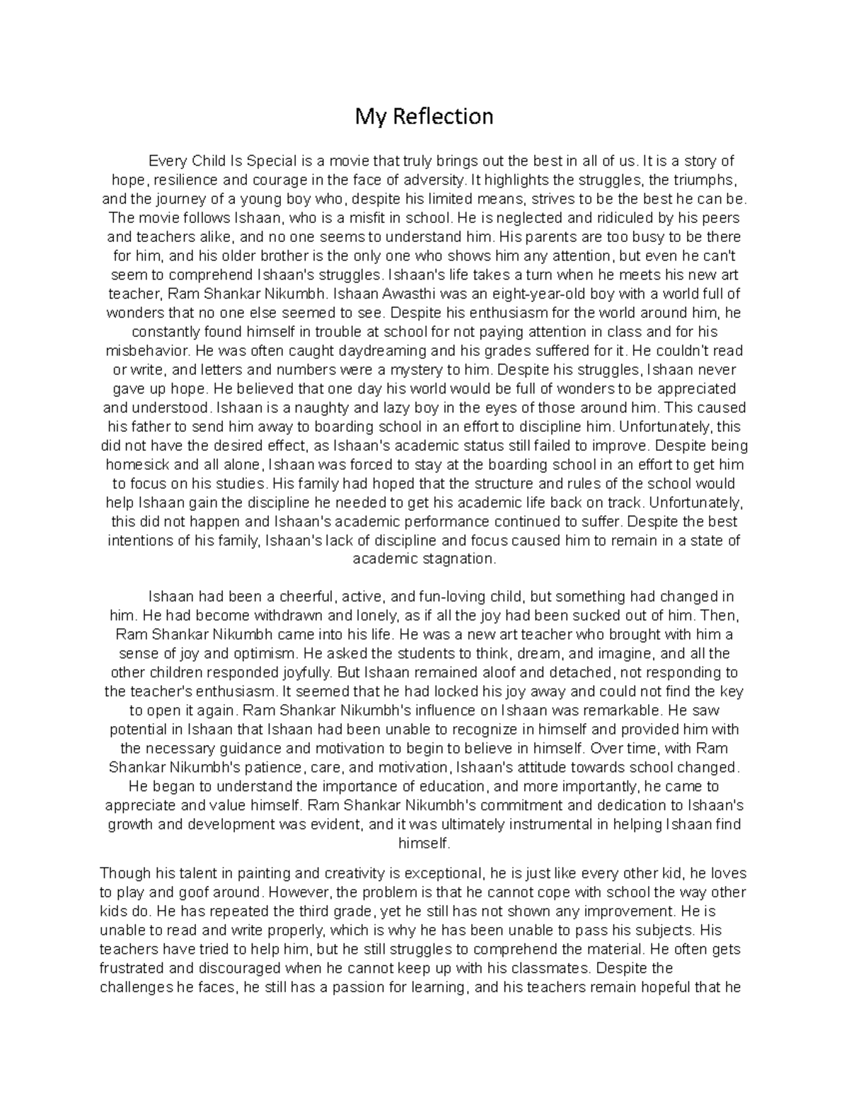 Every Child IS Special Reflection - My Reflection Every Child Is ...