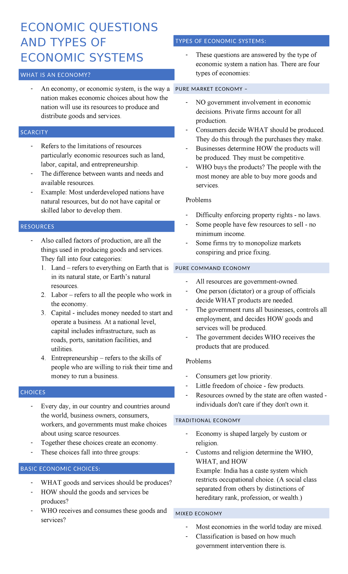 Microecon - ECONOMIC QUESTIONS AND TYPES OF ECONOMIC SYSTEMS WHAT IS AN ...