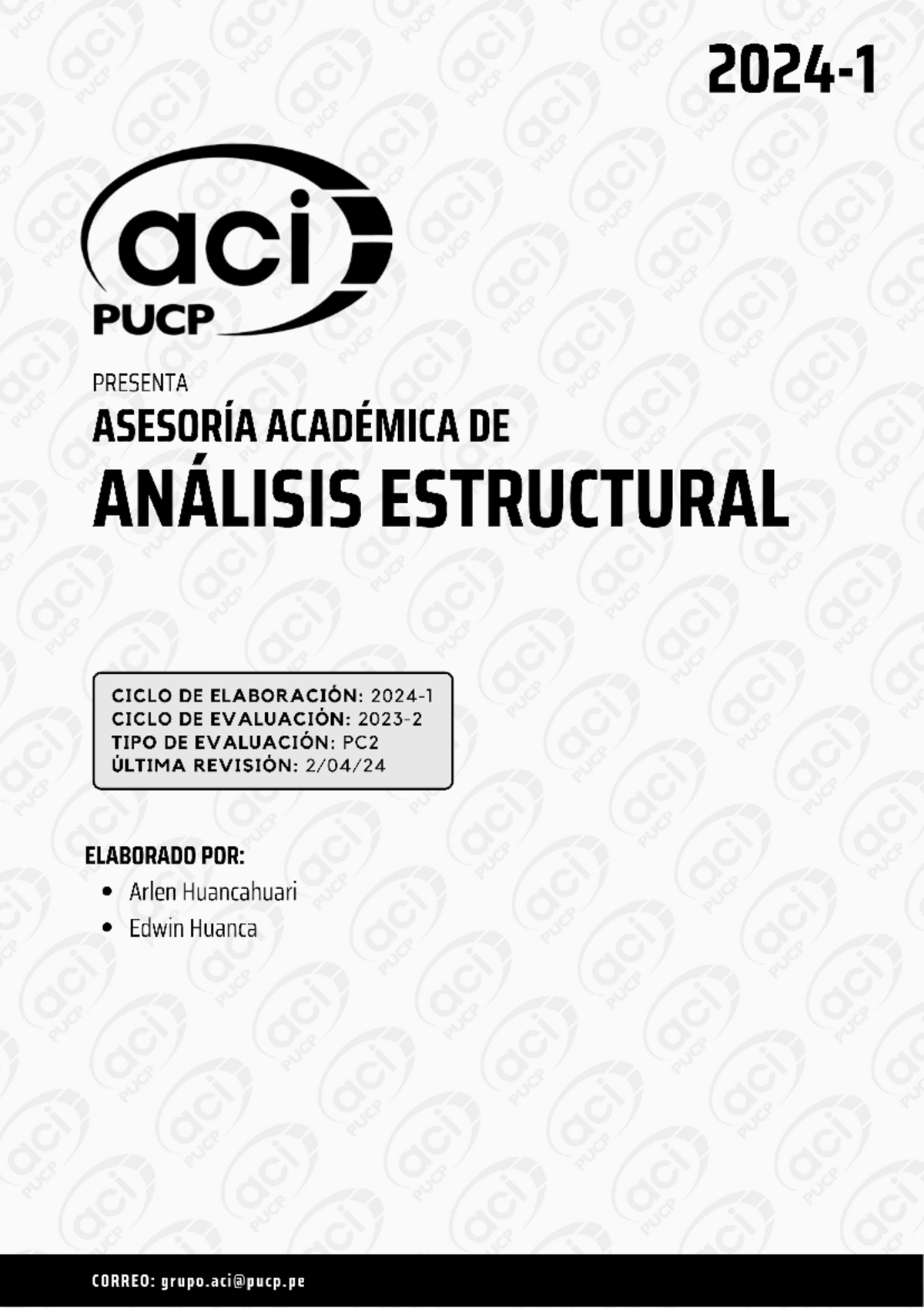 ACI PUCP Asesoría Analisis PC2 2023-2 - aci PUCP PRESENTA ACADÉMICA DE ASESORÍA ANALISIS ...