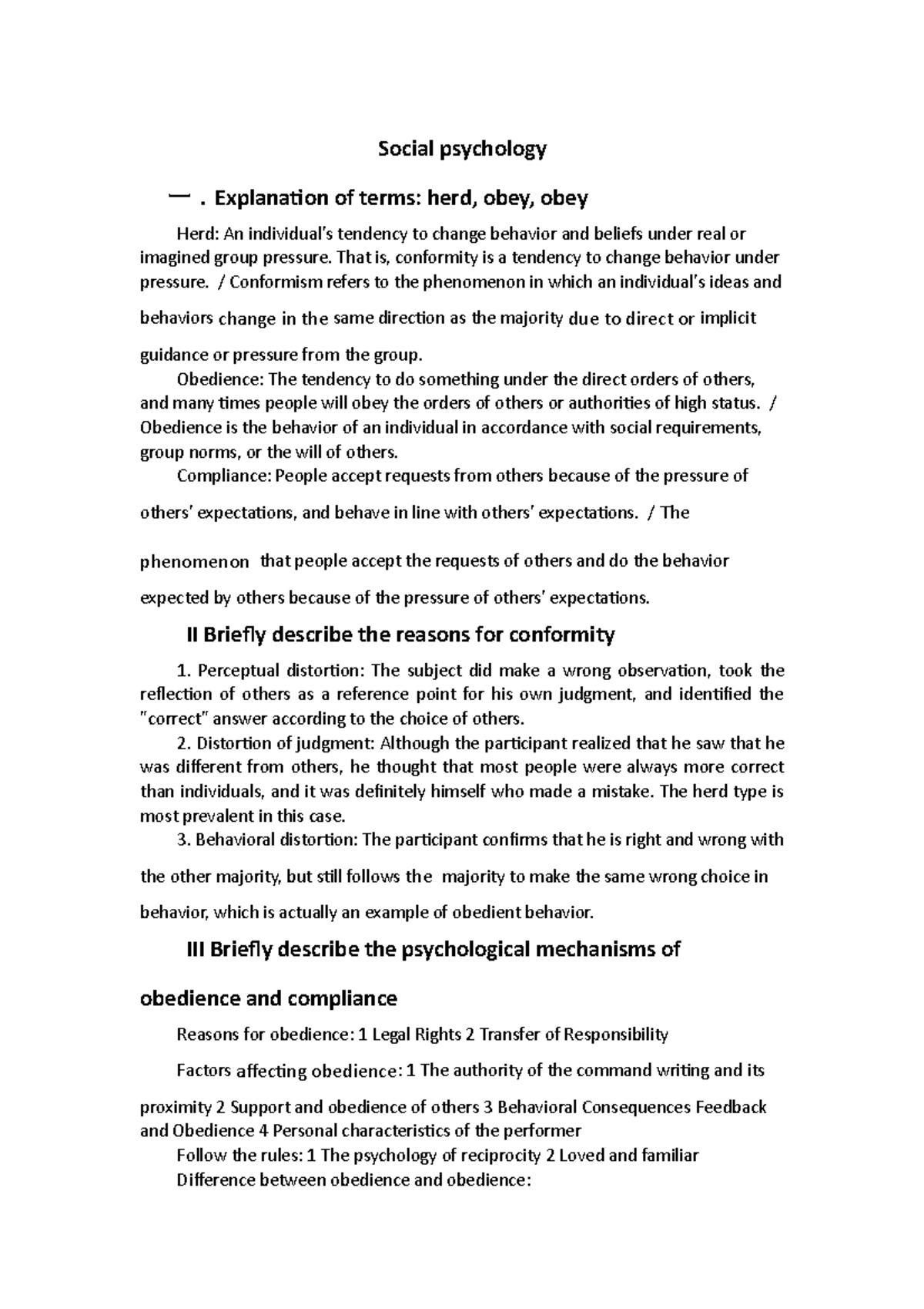 Social psychology PSYC206 - Social psychology 一．Explanation of terms ...