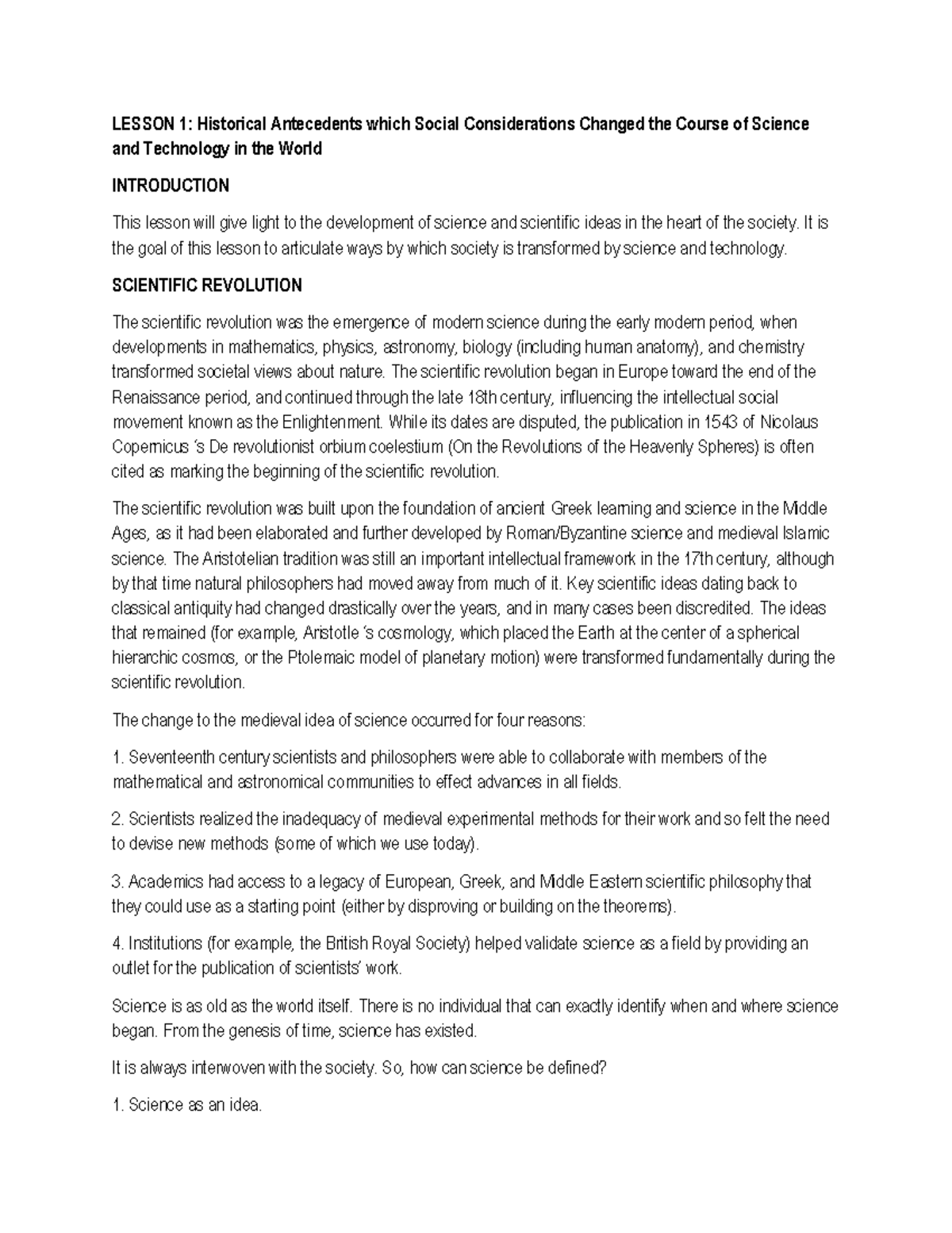 Chapter 1 Lesson 1 Historical Antecedents which Social Considerations ...