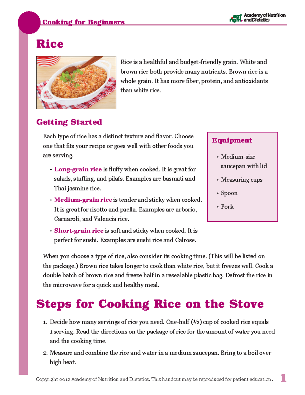Cooking-Rice - Rice is a healthful and budget-friendly grain. White and ...