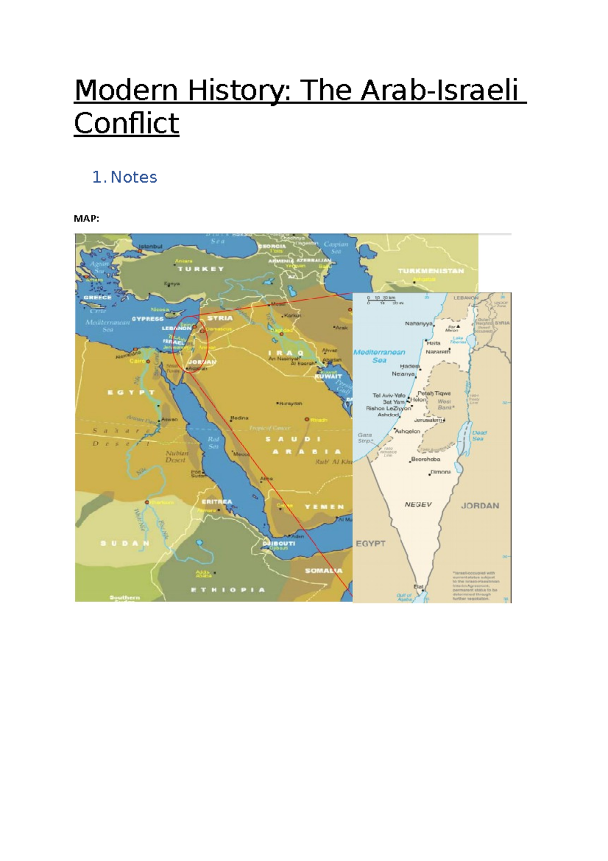 Modern History - Summary of the Arab-Israeli conflicts and an example ...