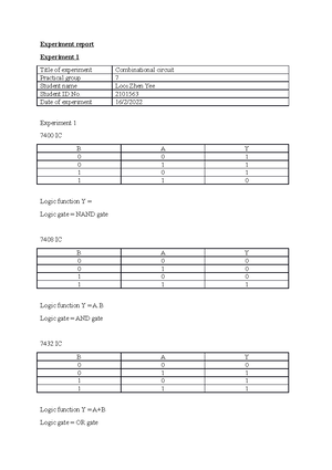 Digital Electronics Practical 2 - Report Template - Results and Summary ...