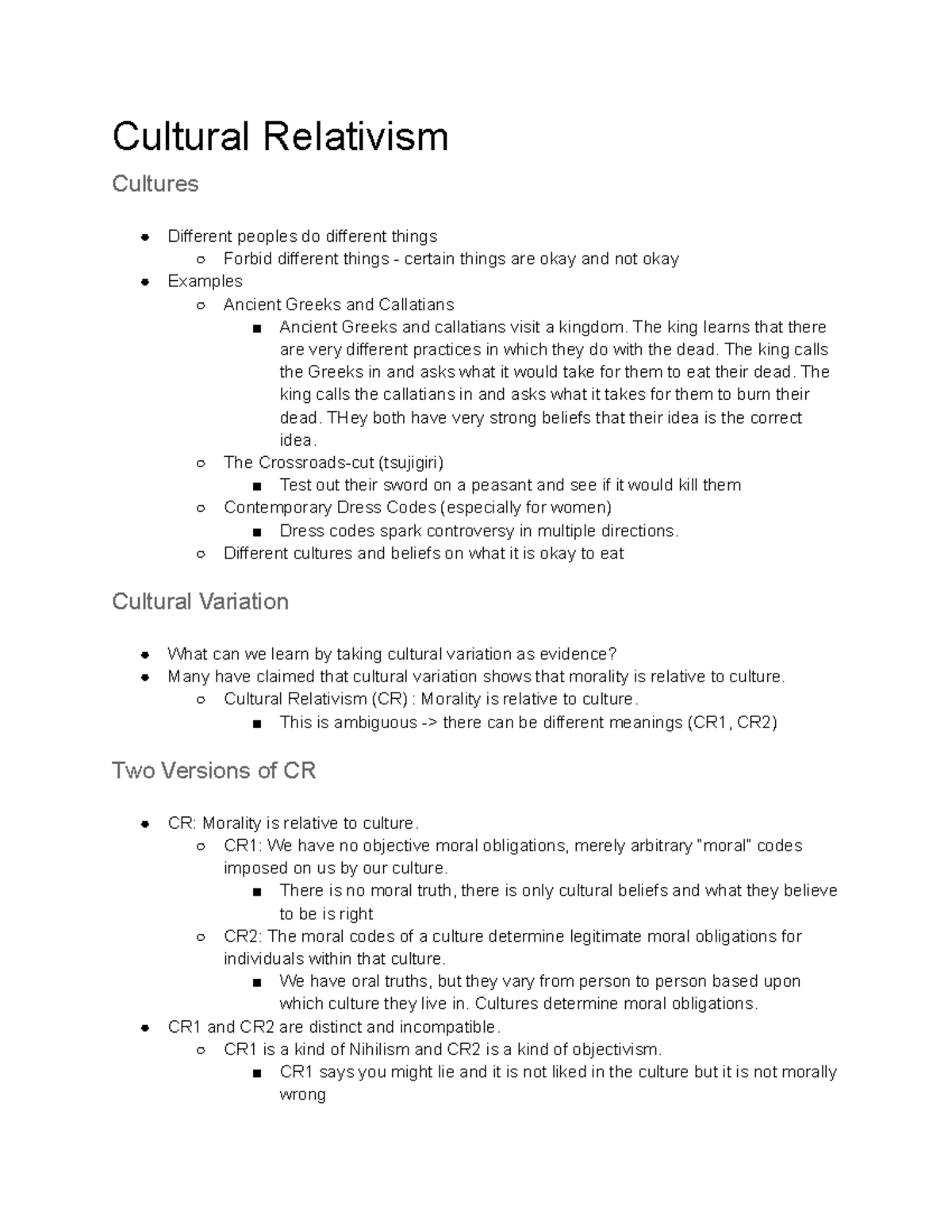 Cultural Relativism - Unit 3 - Ethics Jeremy Crushing - Cultural ...